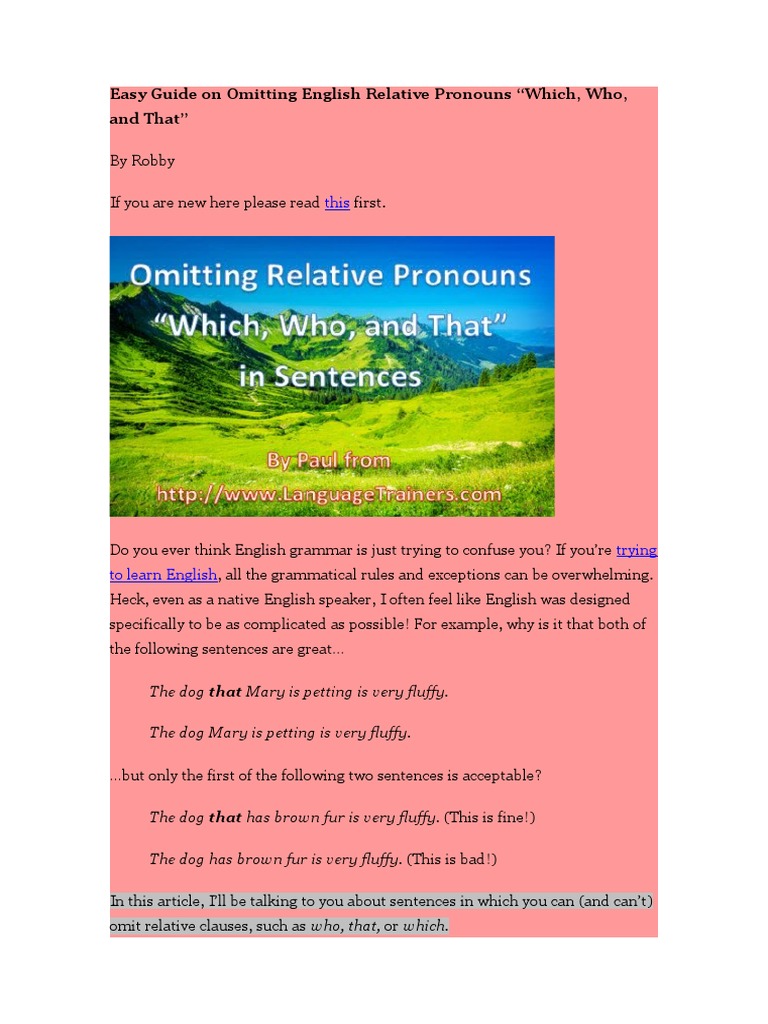Easy Guide On Omitting English Relative Pronouns "Which, Who, and That ...