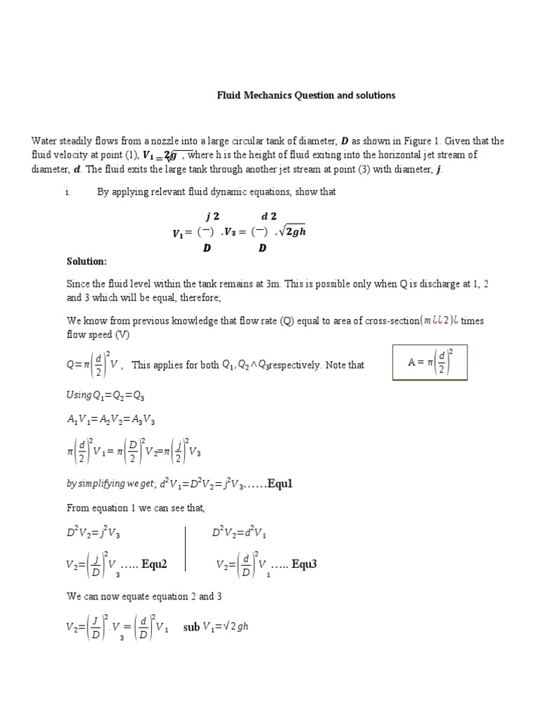 Fluid Mechanics Question and Solutions | PDF | Fluid Dynamics | Nozzle