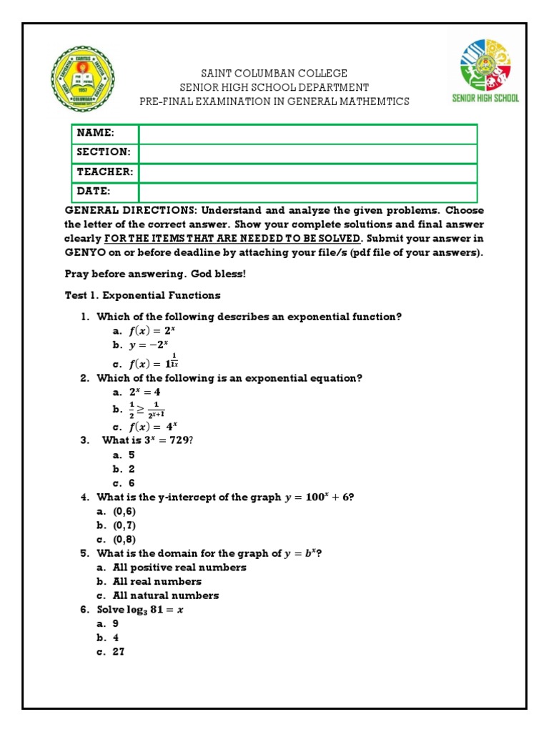Saint Columban College Senior High School Department Pre-Final ...