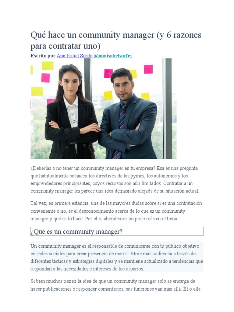 Qué Hace Un Community Manager Pdf Blog Servicio De Redes Sociales