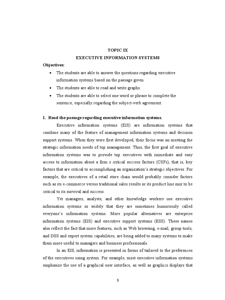 Executive Information Systems | Download Free PDF | Verb | Plural