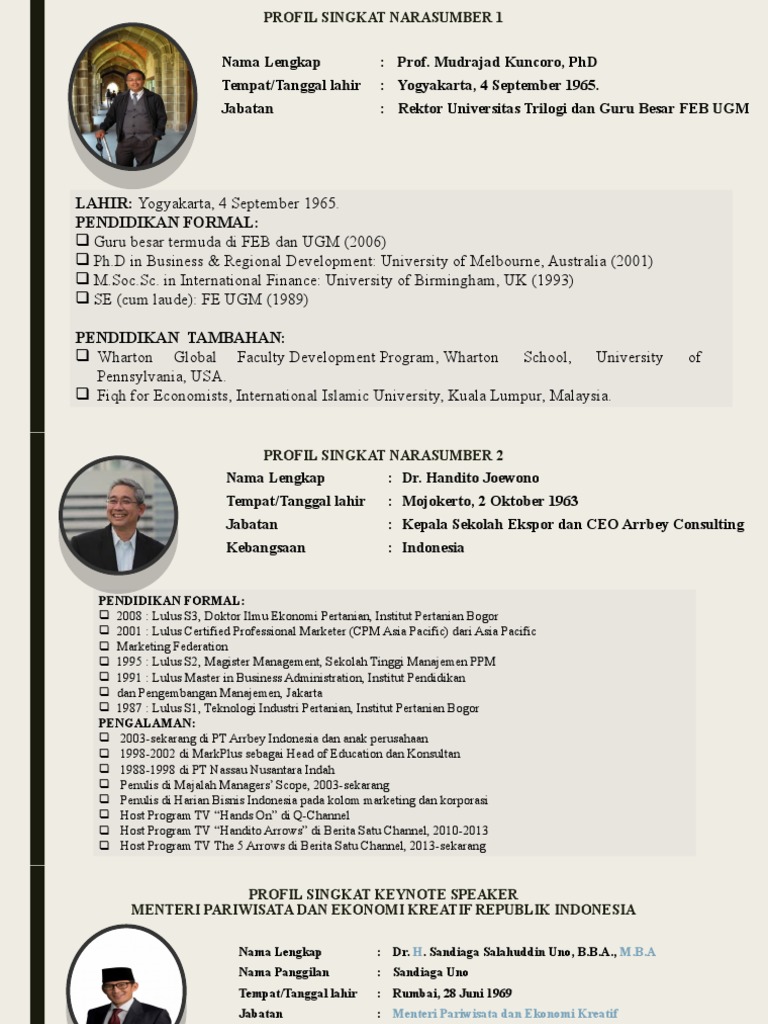 Profil Singkat Narasumber Seminar | PDF | Bisnis