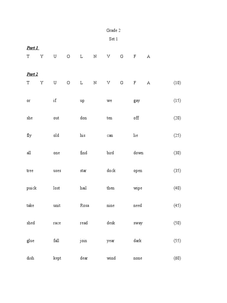 Grade 2 Set 1 Reading Assessment | PDF