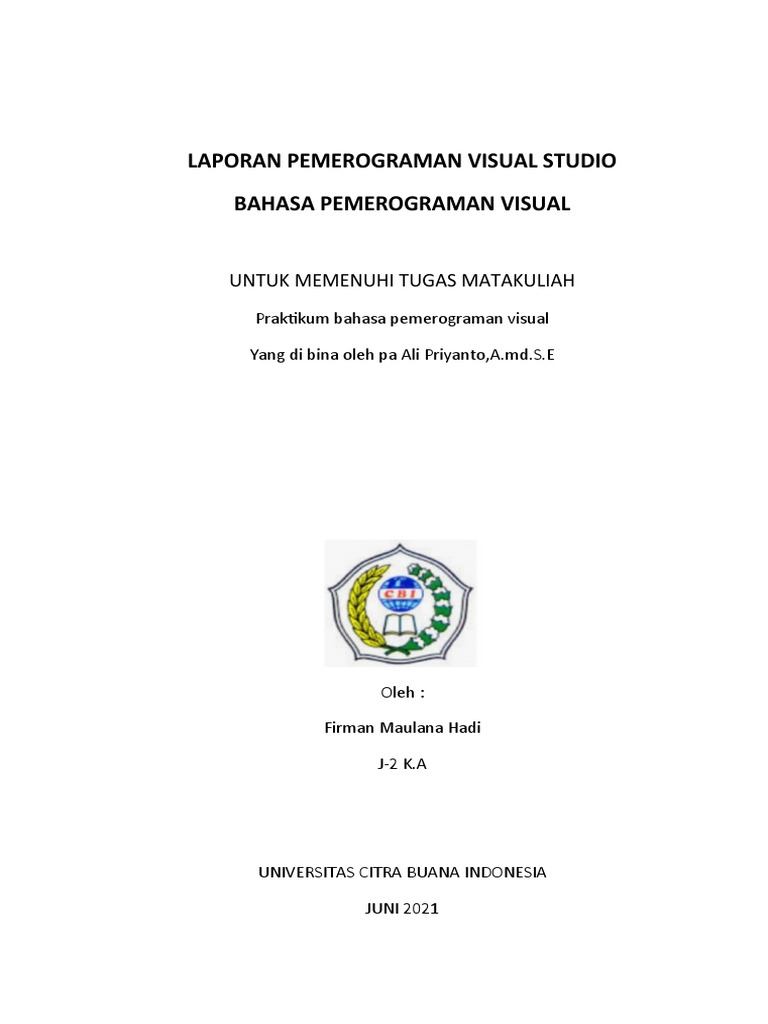 Laporan Praktikum Visual Basic.NET | PDF