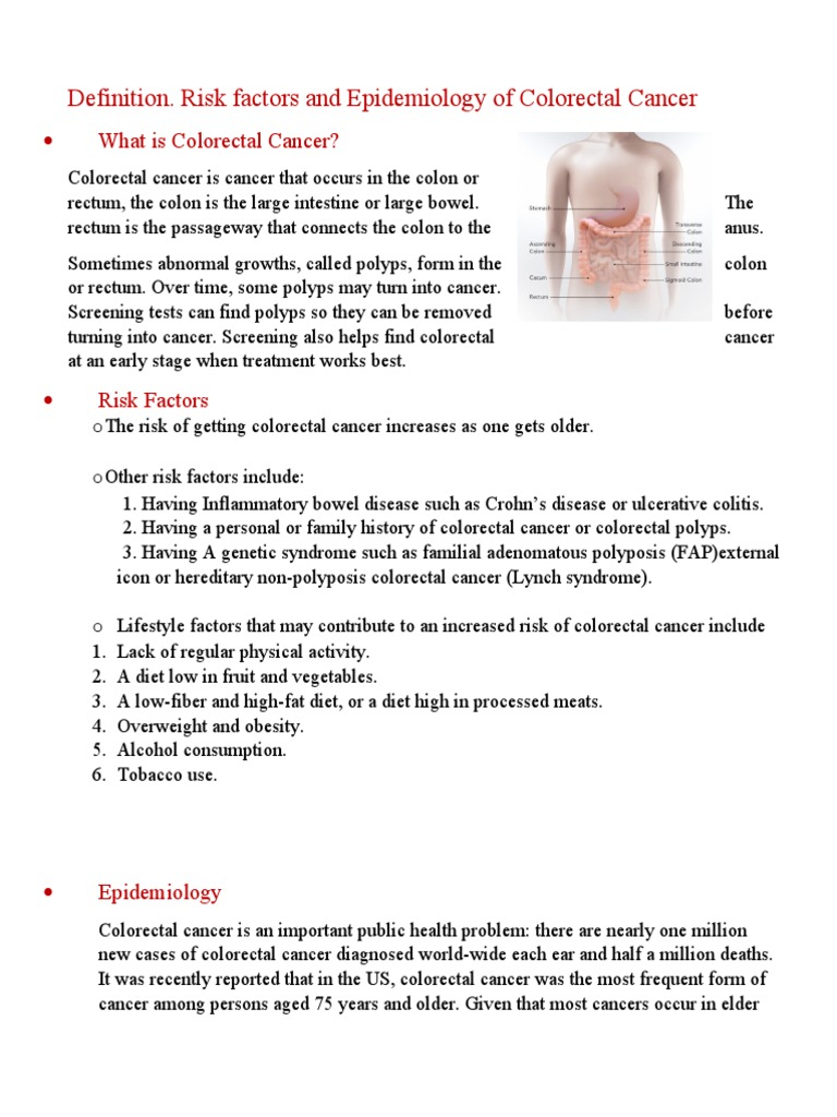 Definition, Risk Factors and Epidemiology of Colorectal Cancer | PDF ...