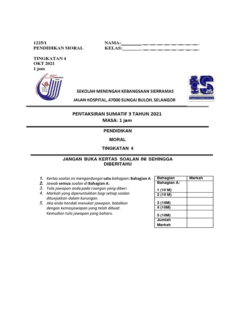 Soalan Pep Sumatif T4 2021 | PDF