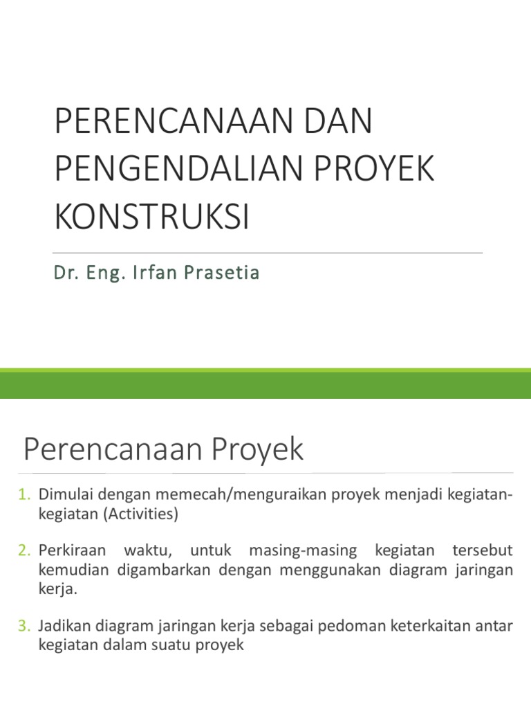 Mengoptimalkan Perencanaan dan Pengendalian Proyek Konstruksi | PDF