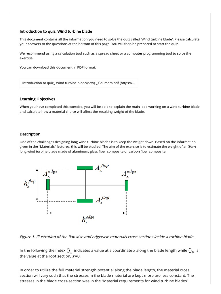 Introduction To Quiz Wind Turbine Blade New Coursera Pdf