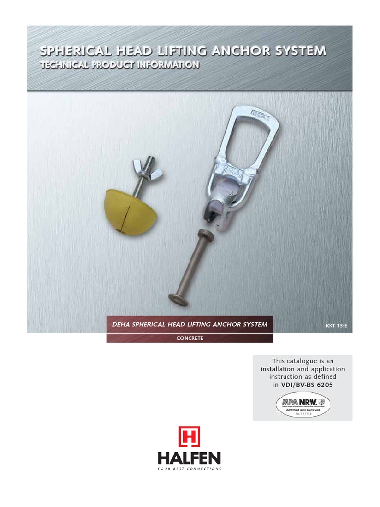 Deha Spherical Head Lifting Anchor System KKT 13-E | PDF | Concrete ...