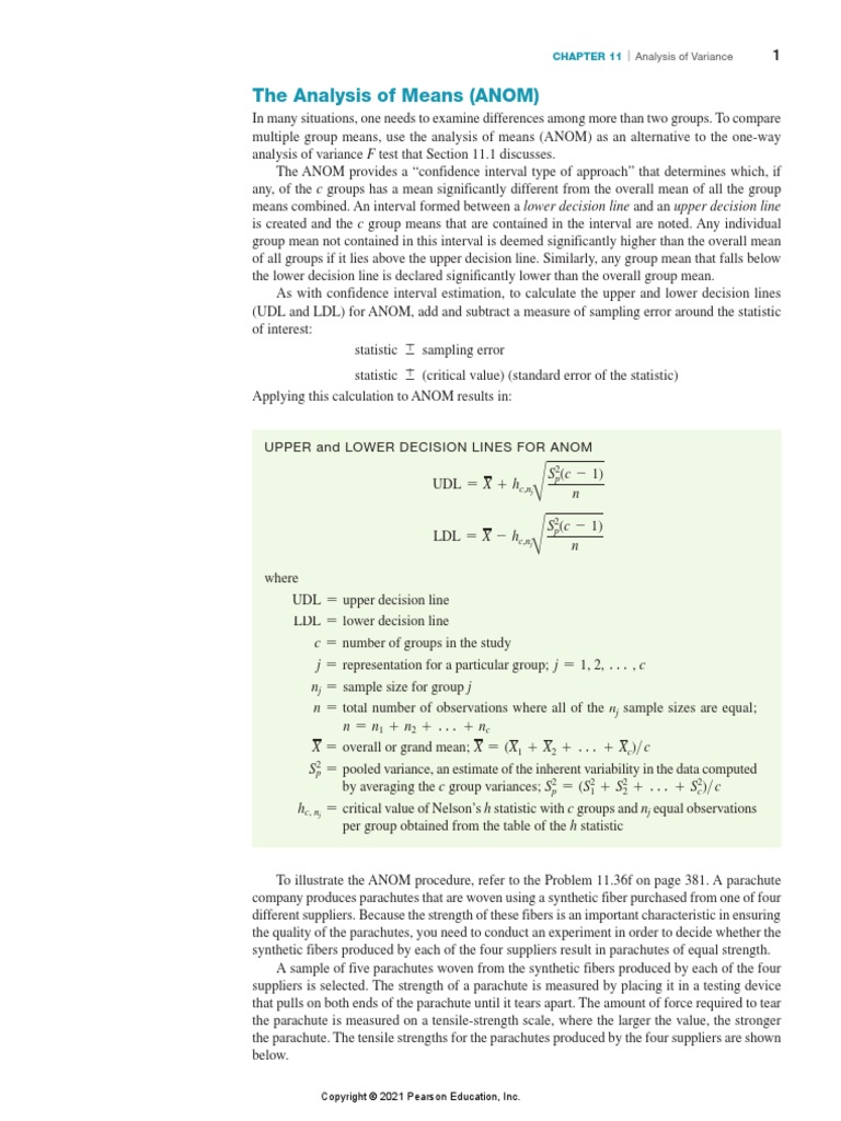 The Analysis of Means (ANOM) : S N S N | Download Free PDF | Mean ...
