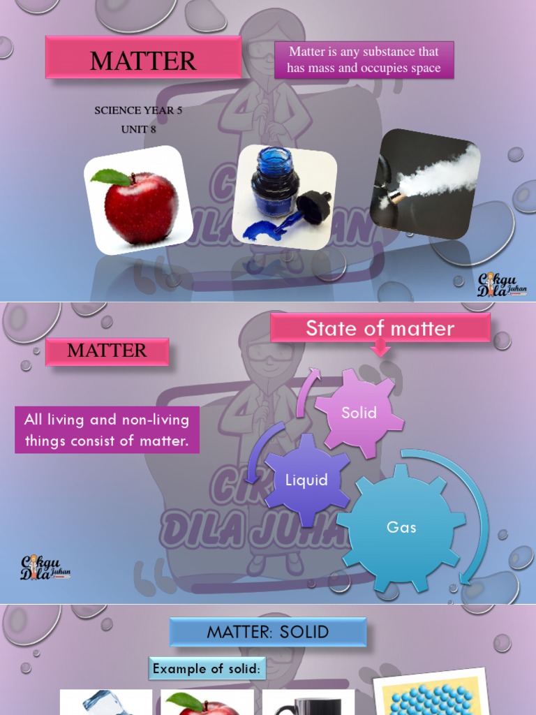 Science Year 5, Unit 8, Matter | PDF | Water | Liquids