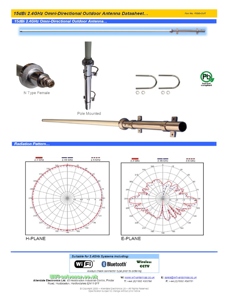 15dbi Omni Directional Antenna Datasheet - PDF - Manualzz | PDF