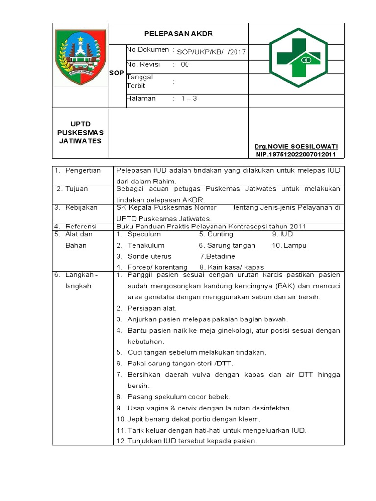 Sop Pelepasan Iud | PDF
