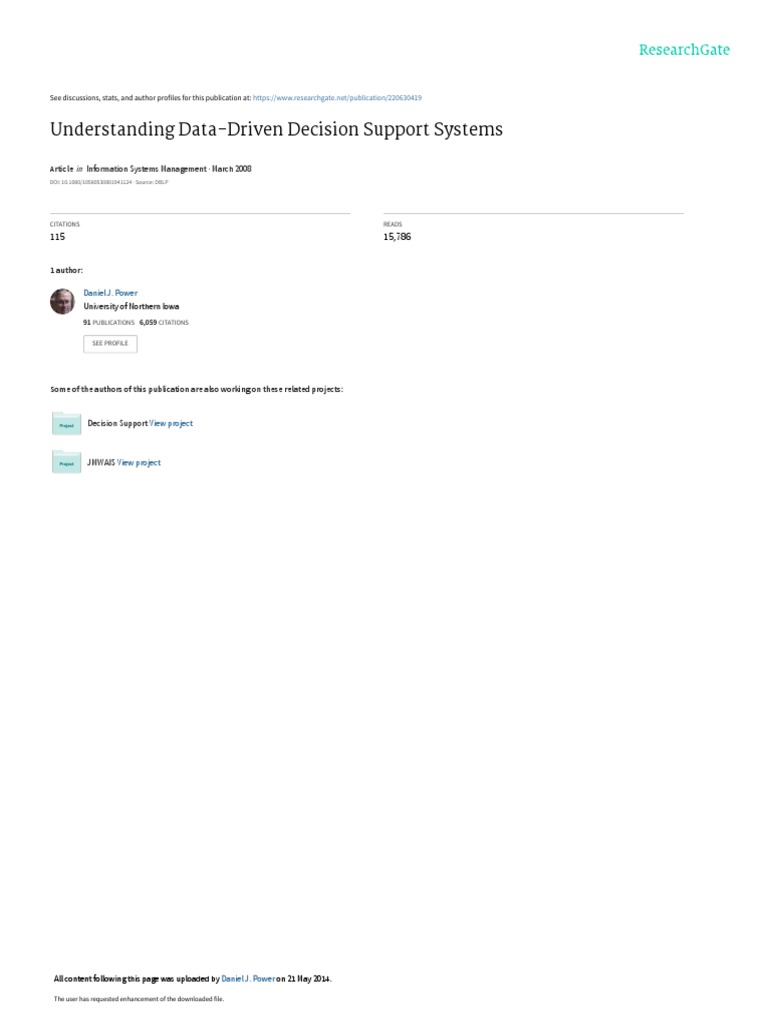 Understanding Data-Driven Decision Support Systems | PDF | Decision Support System | Business ...