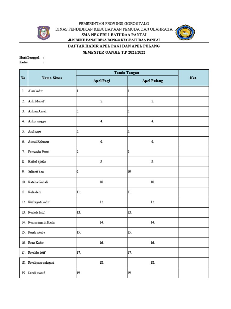 Absen Apel Siswa | PDF