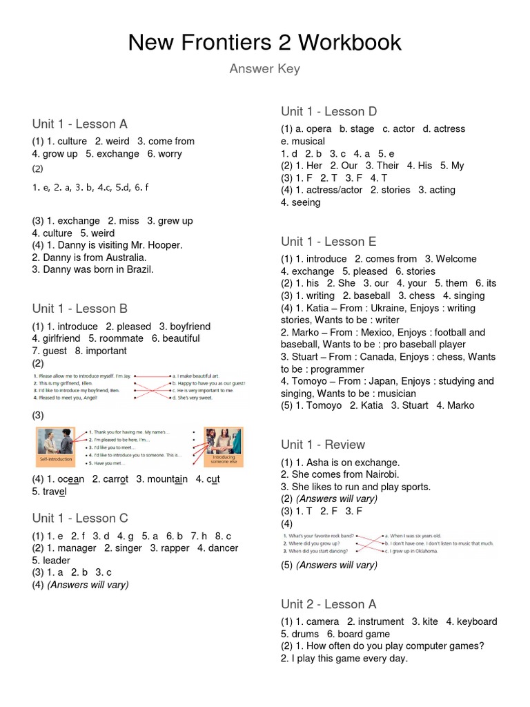 New Frontiers 2 Workbook Answer Key | PDF