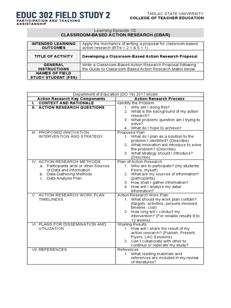 EDUC 302 Learning Episode 10 CBAR 1 | PDF | Action Research | Learning