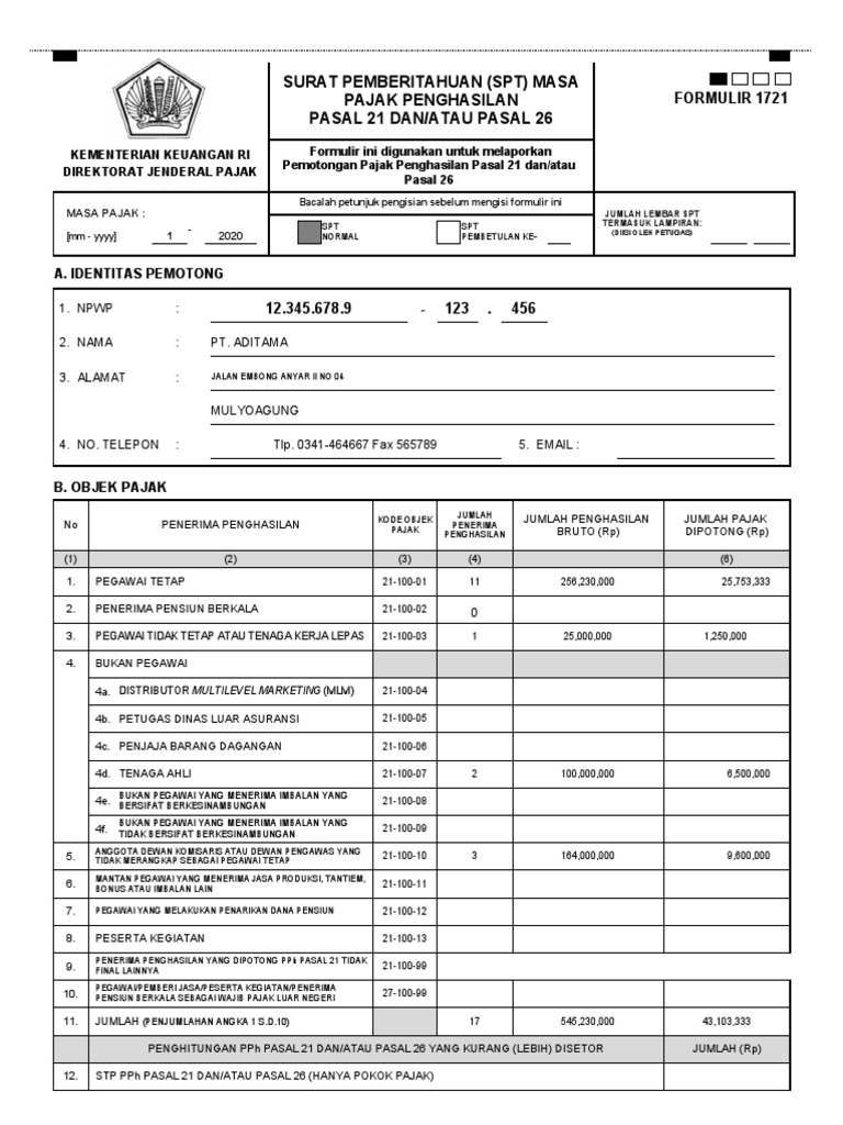 SPT Masa PPH Pasl 21 | PDF