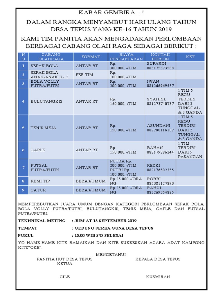 Brosur Hut Desa | PDF