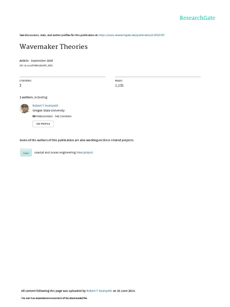 Wavemaker Theories | PDF | Continuum Mechanics | Kinematics