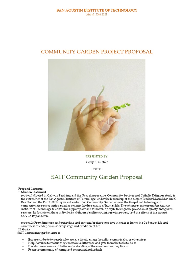SAIT Community Garden Project Proposal | PDF | Urban Agriculture ...