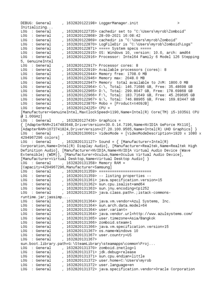 System Log File Recording Startup of Project Zomboid Game | PDF | Graphics Processing Unit ...