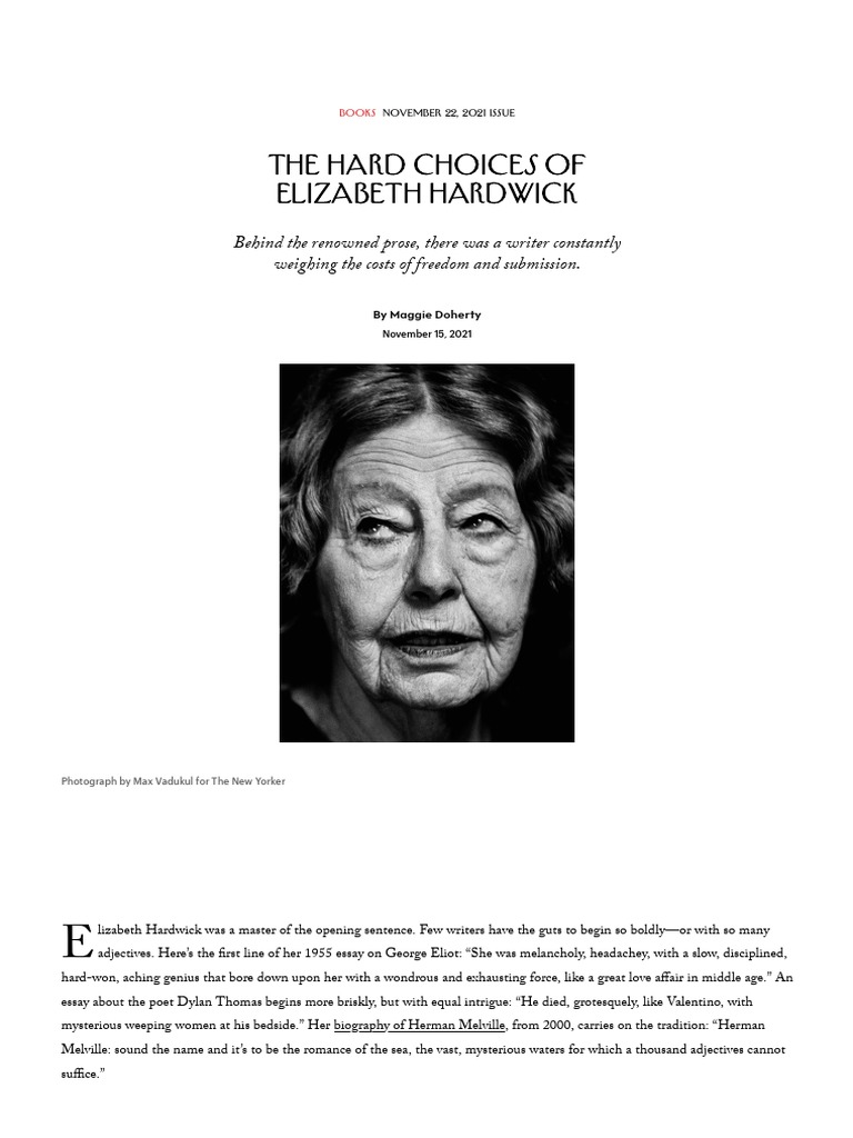 The Hard Choices of Elizabeth Hardwick - The New Yorker | PDF