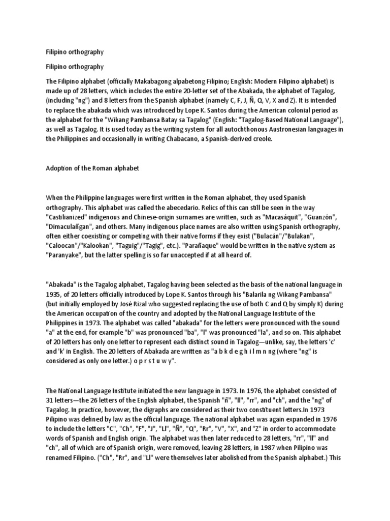 Filipino Orthography | PDF | Tagalog Language | Communication