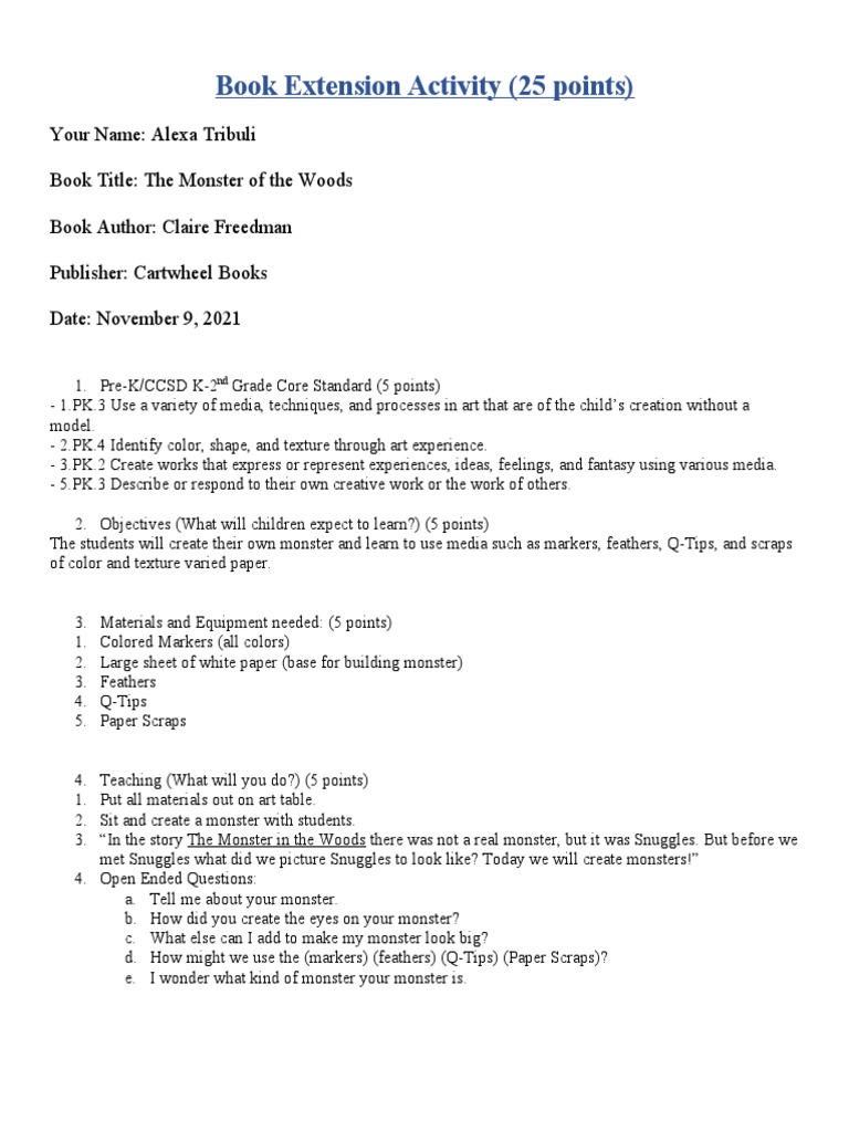 Book Extension Activity Modern Fantasy | PDF