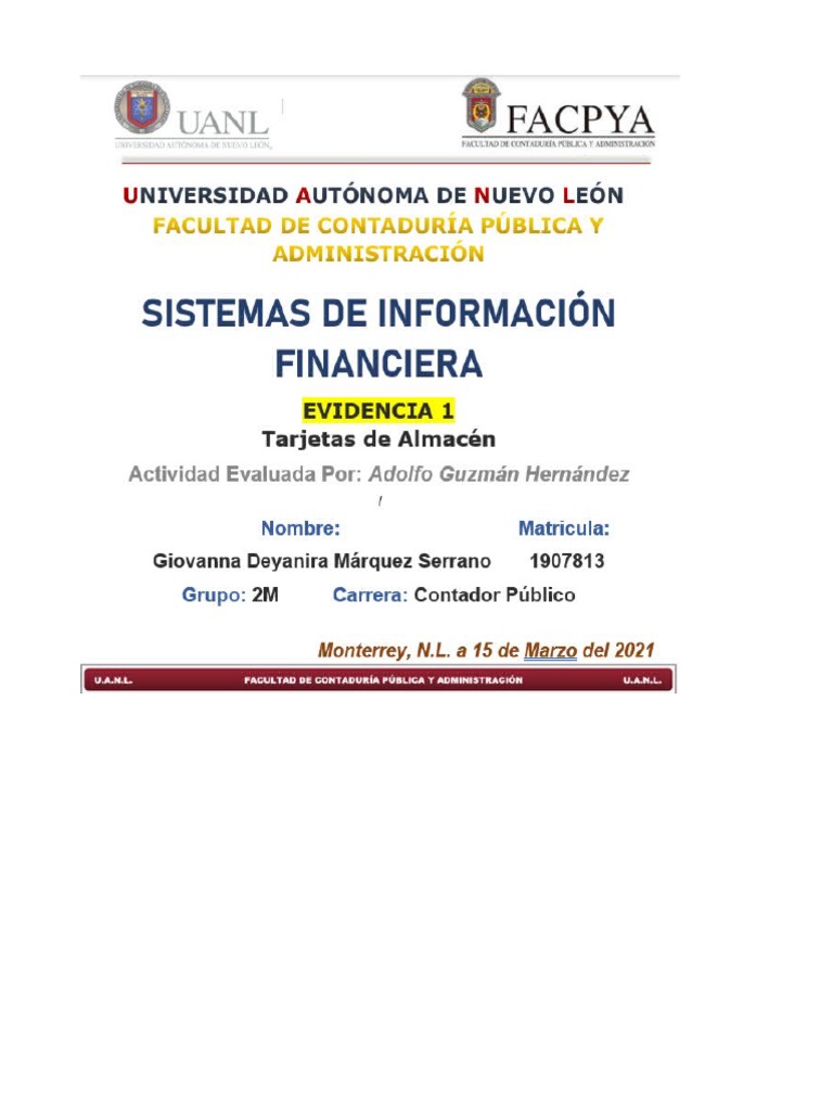 Tarjetas de Almacen PEPS UEPS y PP 2M Ejercicio 1 | PDF