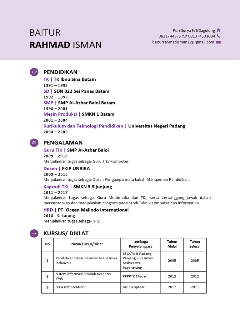 CV Baitur Rahmad Isman | PDF