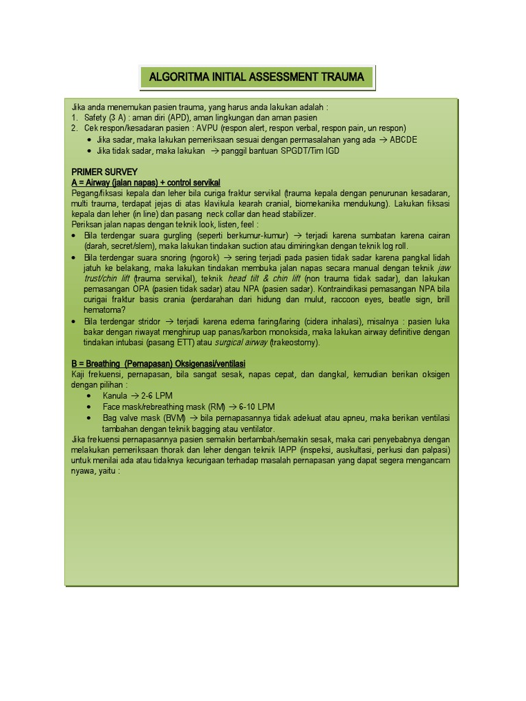 Algoritma Initial Assessment Trauma | PDF