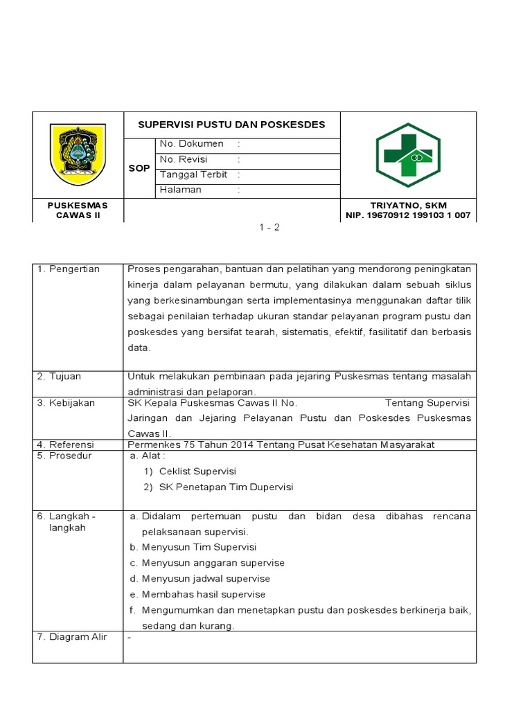 Supervisi Pustu dan Poskesdes Puskesmas | PDF