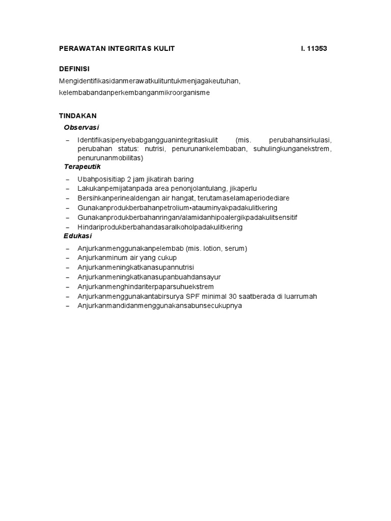 (I.11353) Perawatan Intergritas Kulit | PDF | Kesehatan Holistik