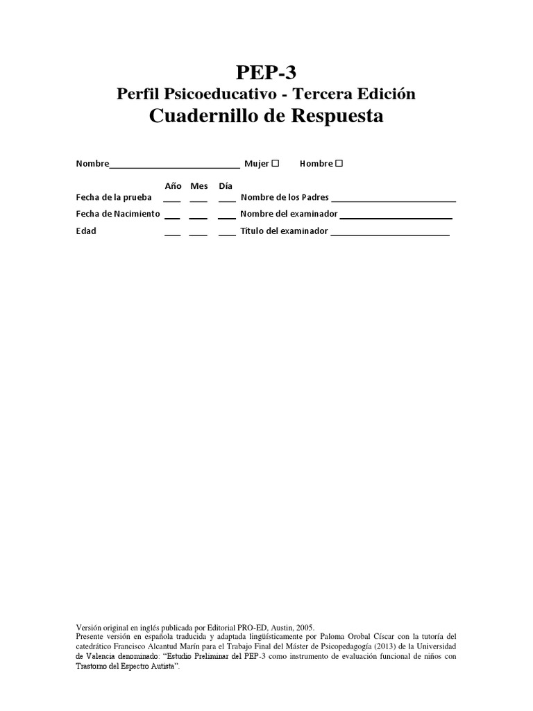 Estudio del PEP-3 en Autismo | PDF | Trastornos profundos del ...