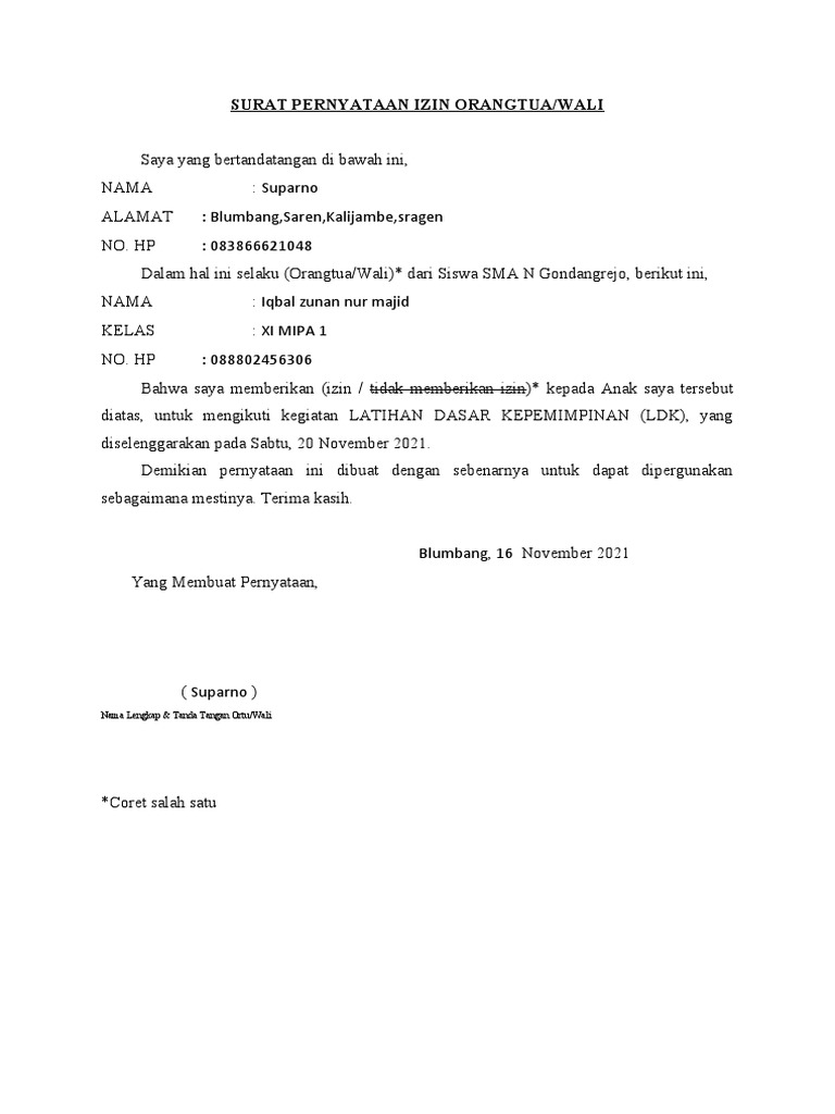 Surat Ijin LDK | PDF