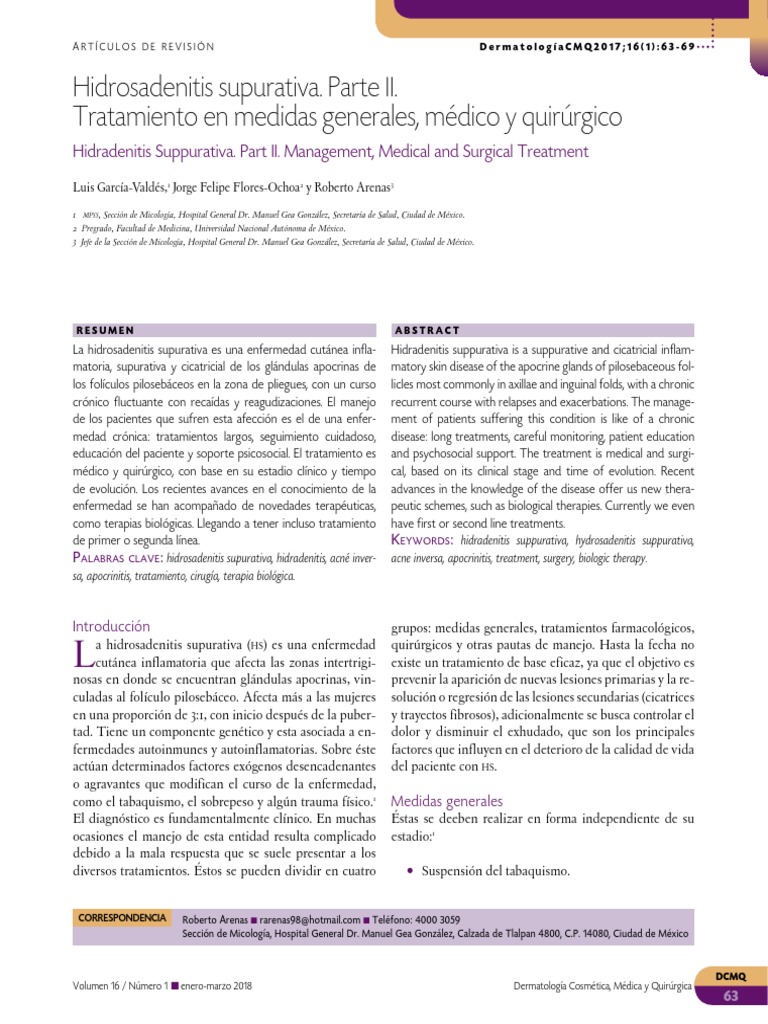 Hidrosadenitis Supurativa Parte II Tratamiento en Medidas Generales ...