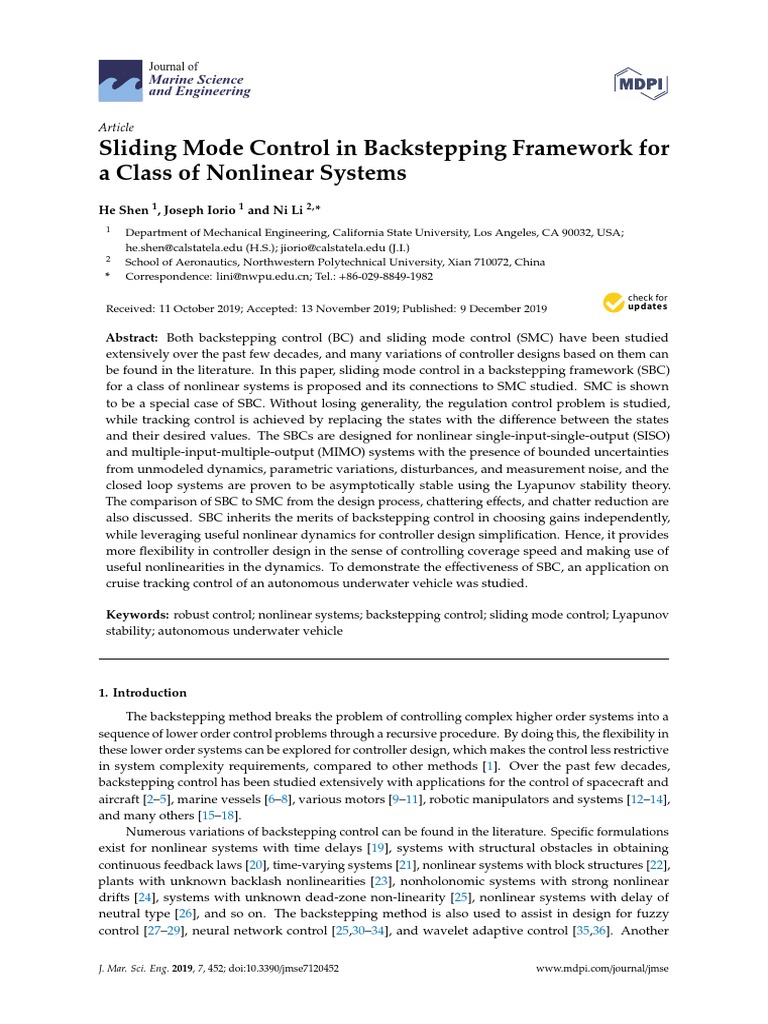 Sliding Mode Control in Backstepping Framework For A Class of Nonlinear Systems | PDF | Control ...