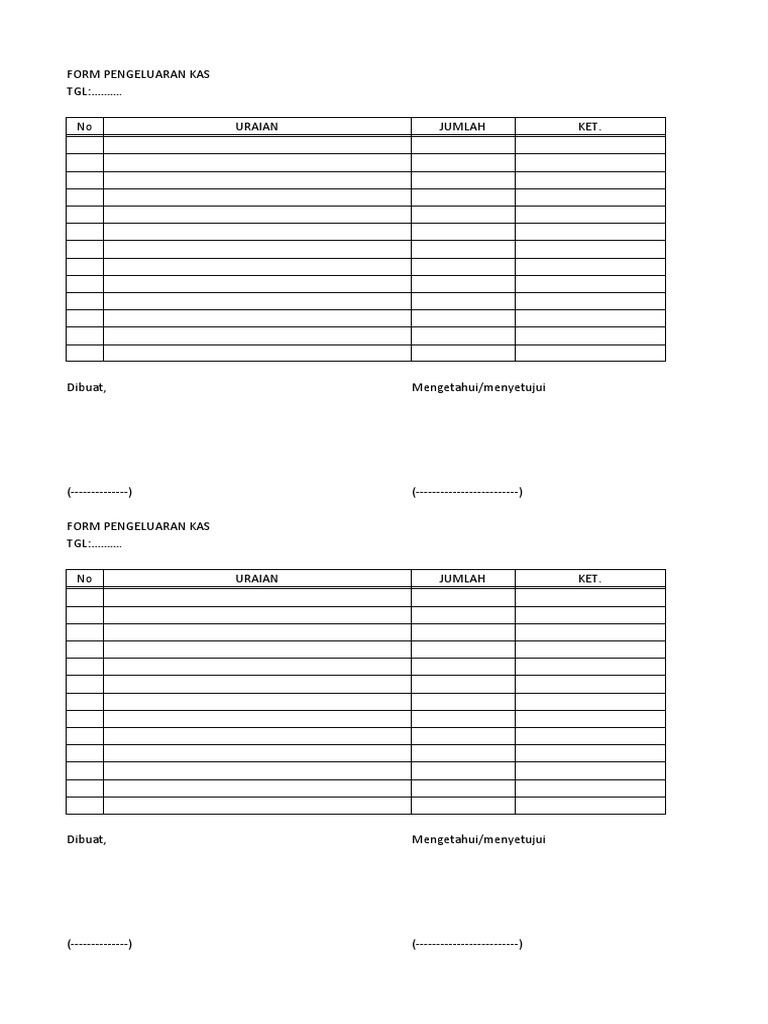 Form Pengeluaran Kas | PDF