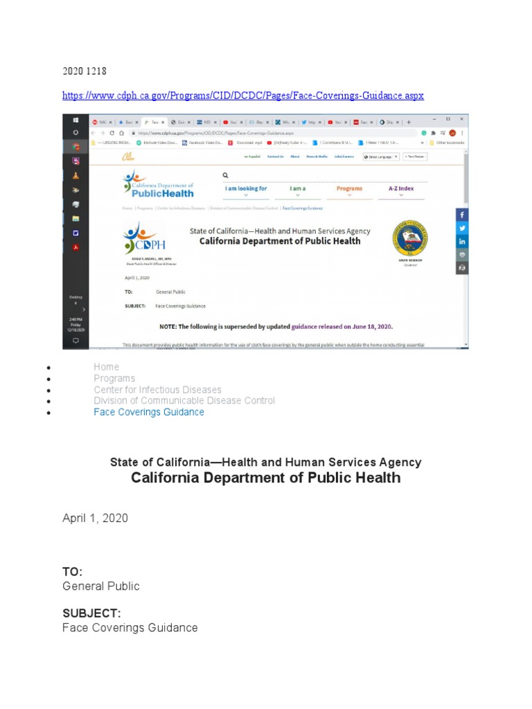 MASKS CDPH - Ca.gov 2020 0401 Public Health Information For The Use of ...