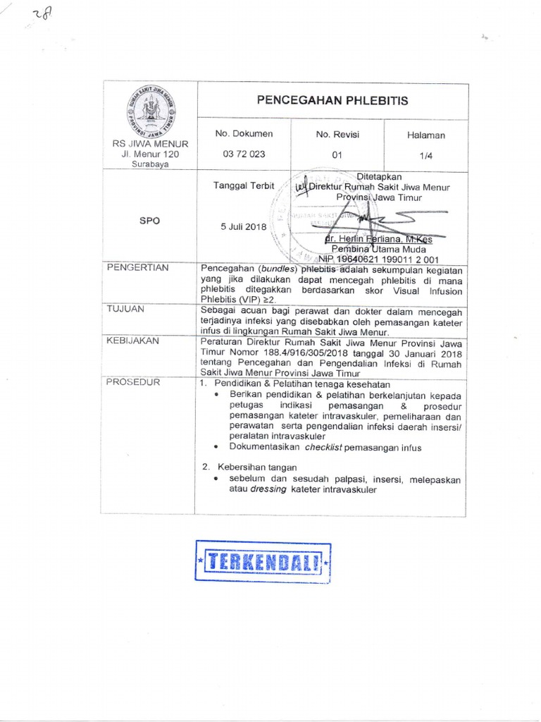 Spo Pencegahan Plebitis | PDF