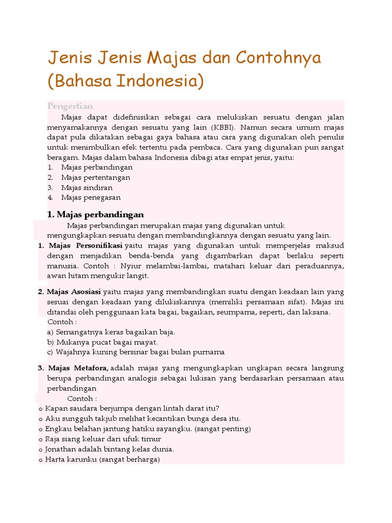 Jenis Jenis Majas Dan Contohnya | PDF