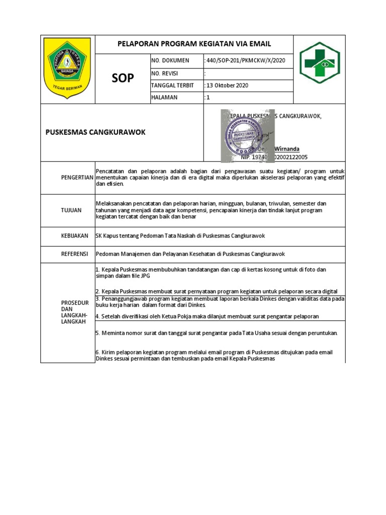 SOP Pelaporan Program Via Digital CKW | PDF