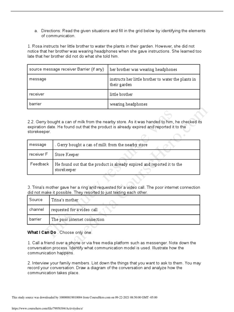 Activity | PDF | Communication | Human Communication