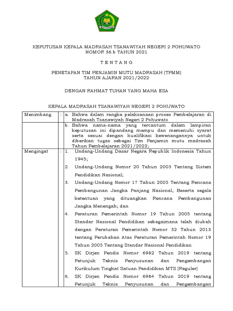 Sk. Tim Penjamin Mutu | PDF