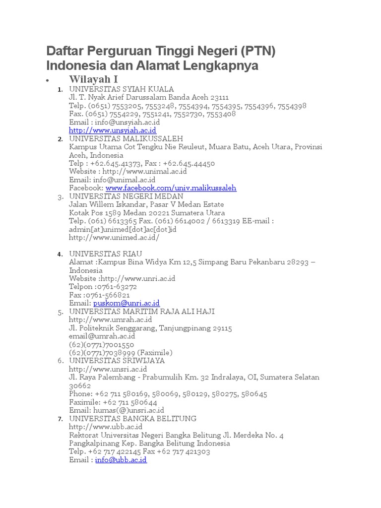 Daftar Perguruan Tinggi Negeri | PDF | Ilmu Sosial | Komputer