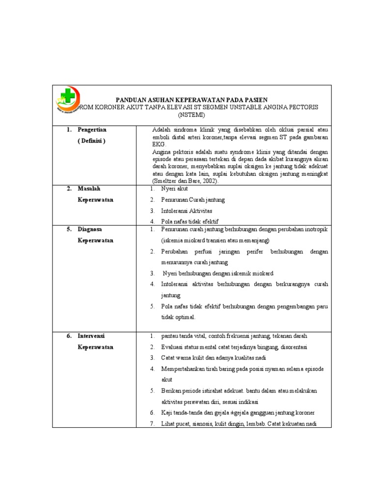 PANDUAN ASUHAN KEPERAWATAN Nstemi | PDF