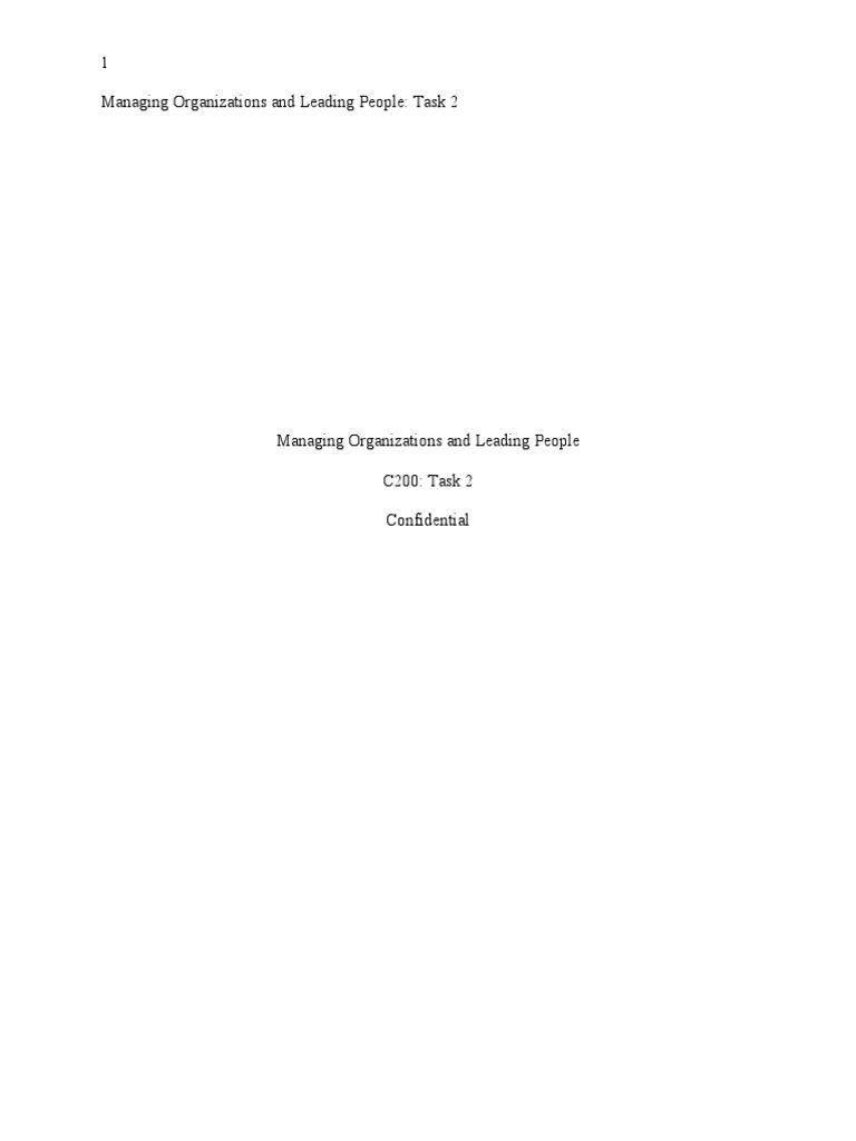 WGU C200 Task 2 | PDF | Leadership | Transformational Leadership