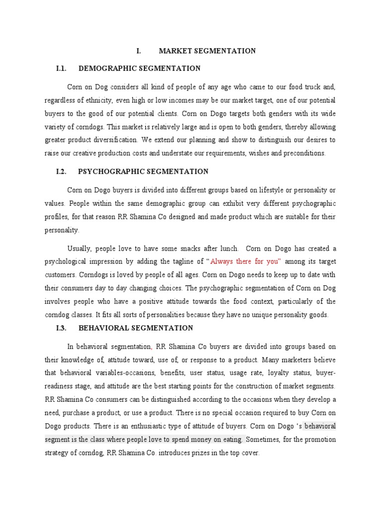 Corn on Dogo Market Segmentation | PDF | Market Segmentation | Marketing