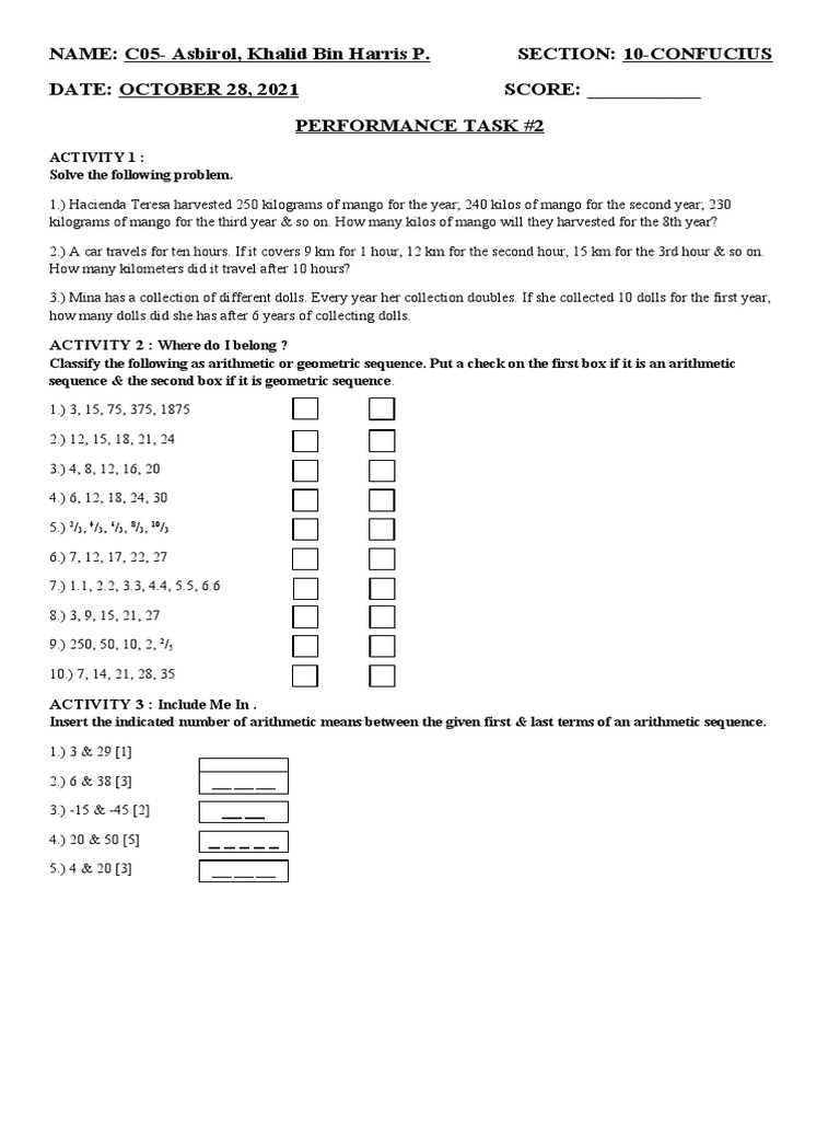 Solving Problems Involving Arithmetic and Geometric Sequences | PDF